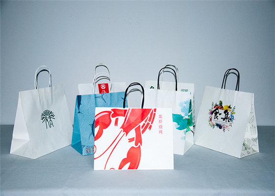 OEM / ODM Nordic Style White Paper Shopping Bags With Custom Logo