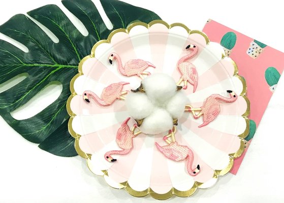 Partysu And Cute Flamingo Shape Custom Embroidered Patches For Girls