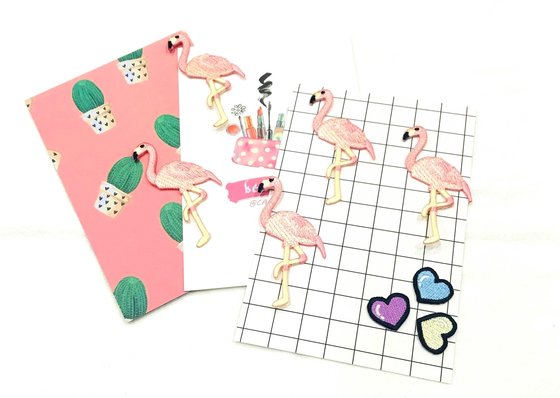 Partysu And Cute Flamingo Shape Custom Embroidered Patches For Girls