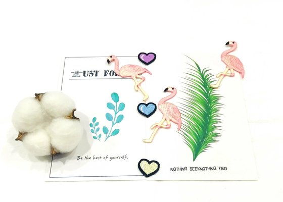 Partysu And Cute Flamingo Shape Custom Embroidered Patches For Girls