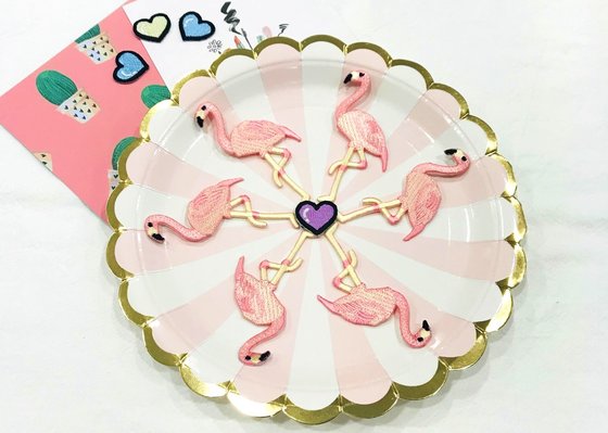 Partysu And Cute Flamingo Shape Custom Embroidered Patches For Girls