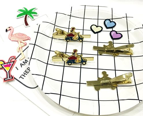 Custom Girl Riding A Motorcycler Metal Tie Clip Enamel Pin Badge