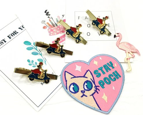 Custom Girl Riding A Motorcycler Metal Tie Clip Enamel Pin Badge