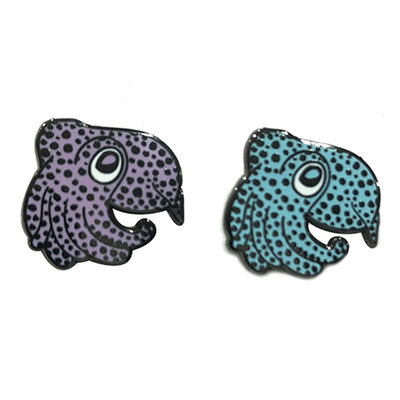 Nickel Plating Hard Enamel Lapel Pins Rubber Clutch Attachment With Cute Octopus