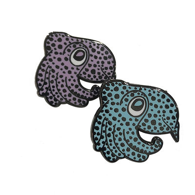 Nickel Plating Hard Enamel Lapel Pins Rubber Clutch Attachment With Cute Octopus