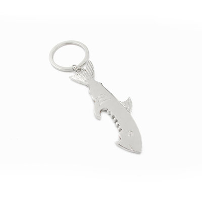 Promotional Trolley Coin Keyring , Shark Shape Custom Bottle Opener Keychain