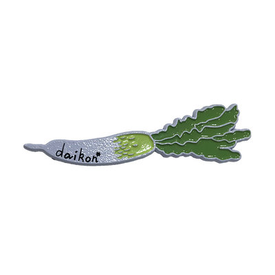 White Metal Die Struck Soft Enamel Lapel Pins Cartoon Simulated White Radish Design