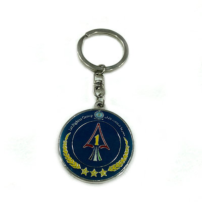 Double Side Custom Metal Keychains With Soft / Hard Enamel In Nickel / Golden Plating