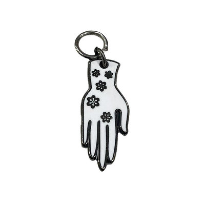 Mini Palm Custom Logo Personalized Metal Keyrings Hard Enamel And Flower Design