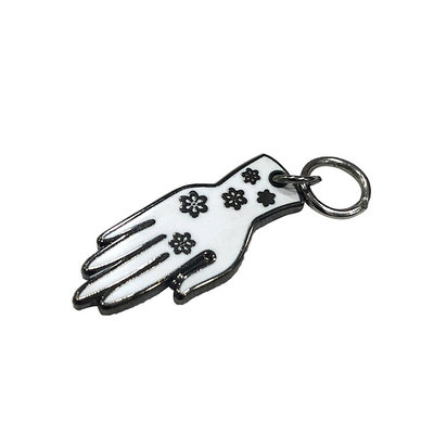 Mini Palm Custom Logo Personalized Metal Keyrings Hard Enamel And Flower Design