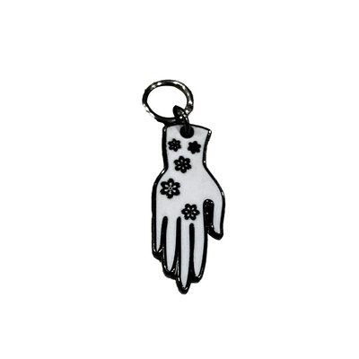 Mini Palm Custom Logo Personalized Metal Keyrings Hard Enamel And Flower Design