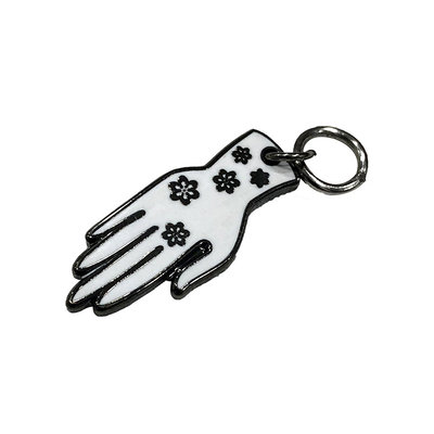 Mini Palm Custom Logo Personalized Metal Keyrings Hard Enamel And Flower Design