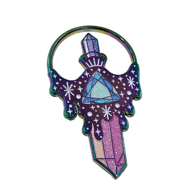 Fairy Cane Design Soft Enamel Pin Badges With Glitter , Promoted Pins Rainbow Plating