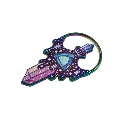 Fairy Cane Design Soft Enamel Pin Badges With Glitter , Promoted Pins Rainbow Plating