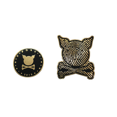 Custom Golden Plating Hard Enamel Lapel Pins Of Combination Cat Enamel Pin Badge