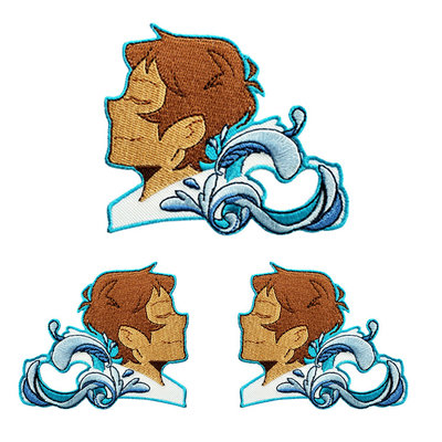 Blue Style Customized Cartoon Embroidery Patches For Clothes Or Cap