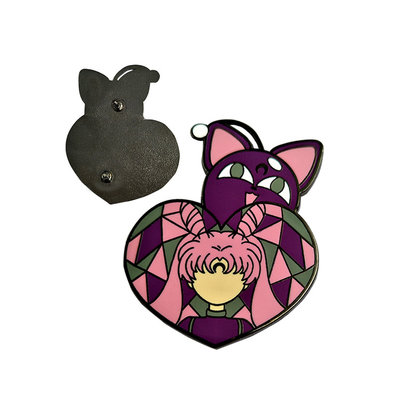 Purple Color Heart Shape Lapel Enamel Pins , Customed Hard Enamel Lapel Pins Badges