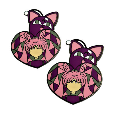 Purple Color Heart Shape Lapel Enamel Pins , Customed Hard Enamel Lapel Pins Badges