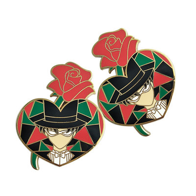 Red Rose Customed Lapel Enamel Pins , Hard Enamel Lapel Pins Badges Glad Plating