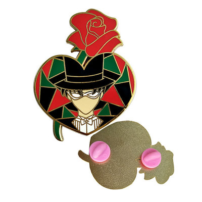 Red Rose Customed Lapel Enamel Pins , Hard Enamel Lapel Pins Badges Glad Plating
