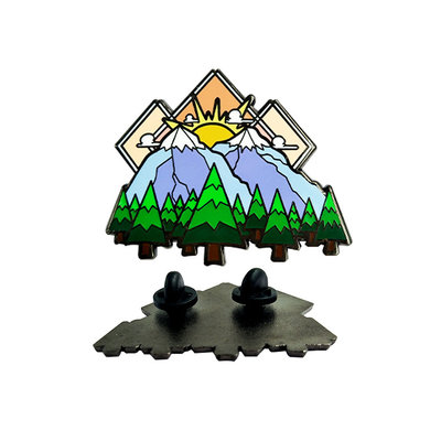 Trees And Sun Hard Enamel Lapel Pins Badges With Black Nickel Plating