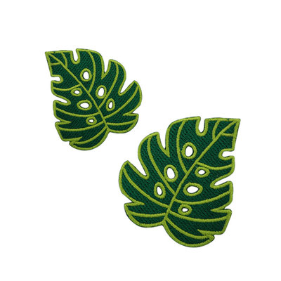 Green Plants Custom Embroidered Badges , Fabric Custom Patches For Clothes