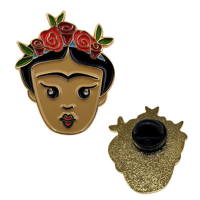 Make Your Own Gold Plating Soft Enamel Pins Badges A Girl With Flower