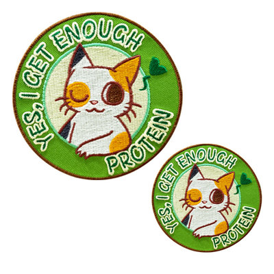 Cat Style Custom Embroidered Patches , Durable Clothes Or Cap Woven Patches