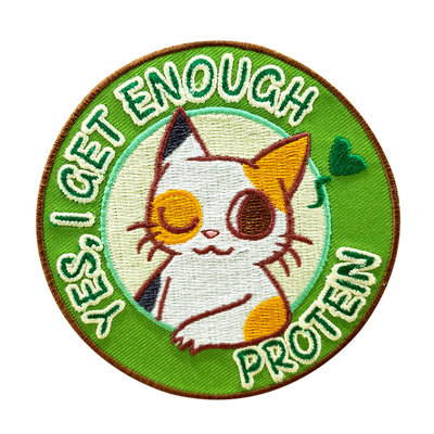 Cat Style Custom Embroidered Patches , Durable Clothes Or Cap Woven Patches