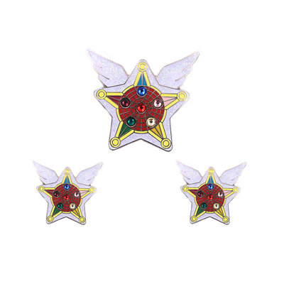 Star And Wing Lapel Enamel Pins , Hard Enamel Lapel Pins Badges With Glitter And Diamond