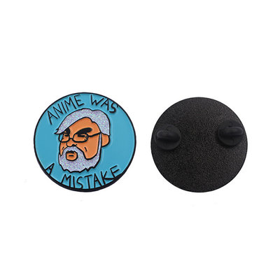 Dye Black Metal Soft Enamel Lapel Pins Badges With Letter And people