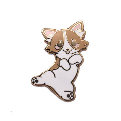 Cute Cartoon Dog Hard Enamel Lapel Pins Badges With Gold Plating , Gold Color
