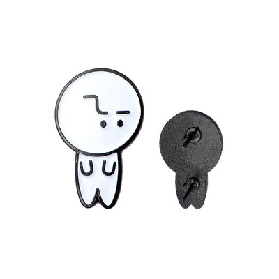 OEM Simple White Person Soft Enamel Lapel Pins Badges Dye Black Matel