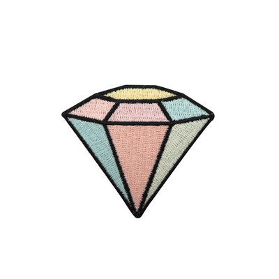 Colorful Diamond Custom Embroidered Patches , Silk Type Custom Cloth Patches
