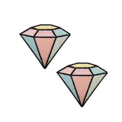 Colorful Diamond Custom Embroidered Patches , Silk Type Custom Cloth Patches