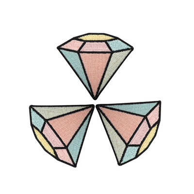 Colorful Diamond Custom Embroidered Patches , Silk Type Custom Cloth Patches