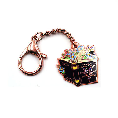 Popular Custom Made Hard Enamel Metal Key Chain Keyring With Copper Plating