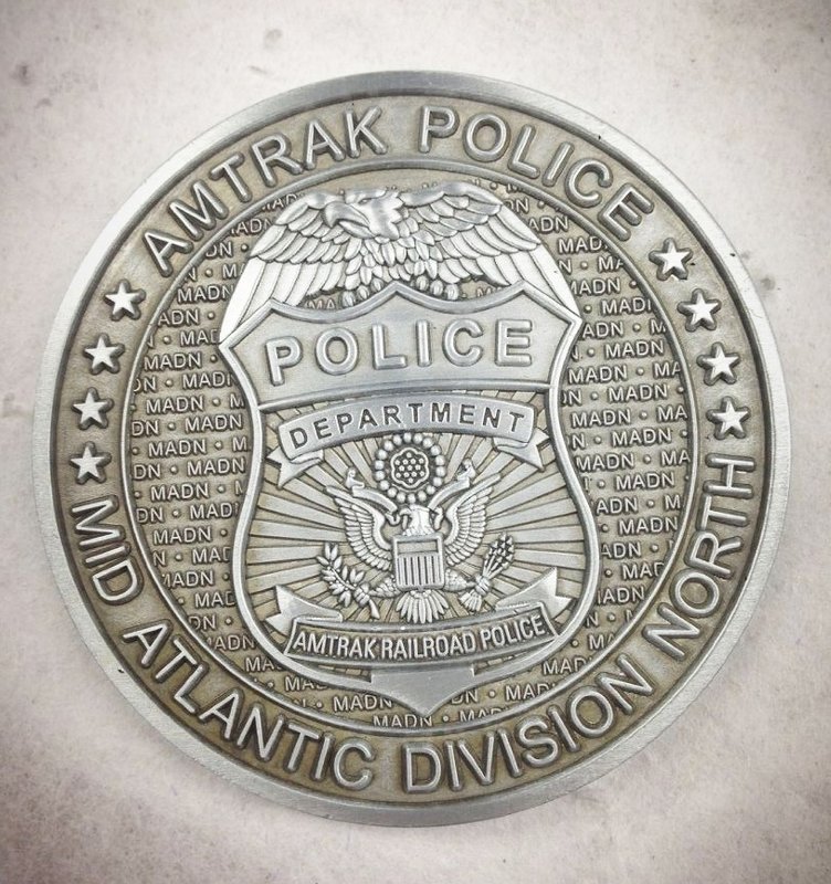 Custom Metal Military Challenge Coins Hard Enamel Gold Plating For Amtrak Police