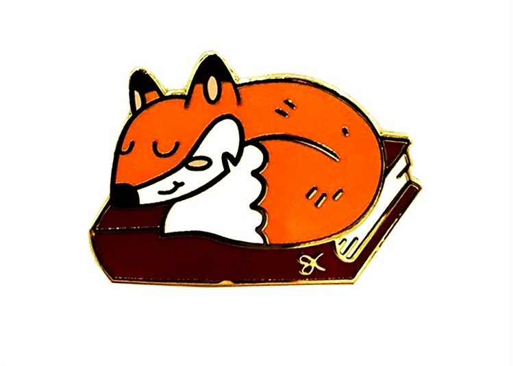 Lovely Fox Shaped Custom Metal Hard Enamel Lapel Pins Orange 1.25 -1.5 Inch