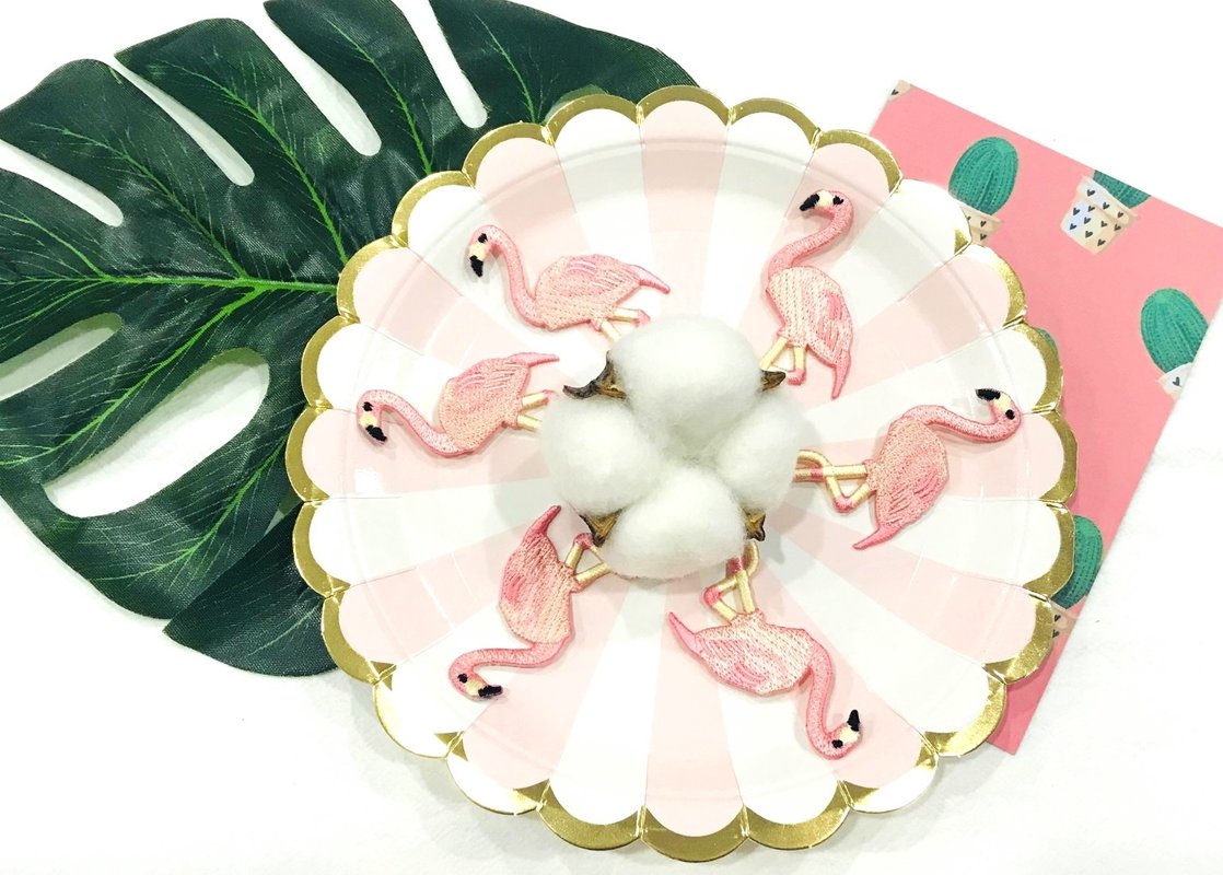 Partysu And Cute Flamingo Shape Custom Embroidered Patches For Girls