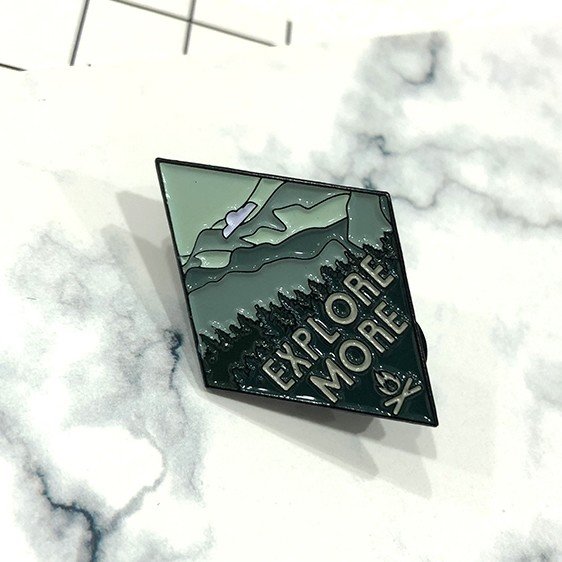 Decorative Lapel Pins Soft Enamel With Green Forest Pattern Fit Friend