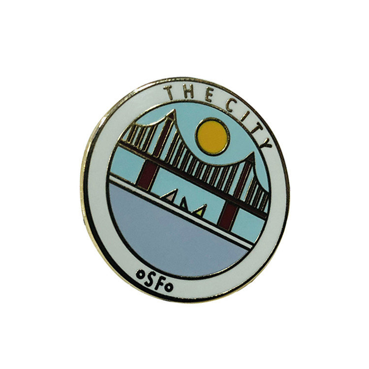 Custom Hard Enamel Pins / Business Lapel Pins With Fresh Style Bridge Pattern