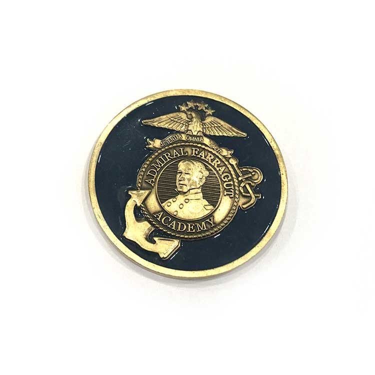 Metal Military Custom Commemorative Coin 2mm - 3mm Thickness American Flag Logo