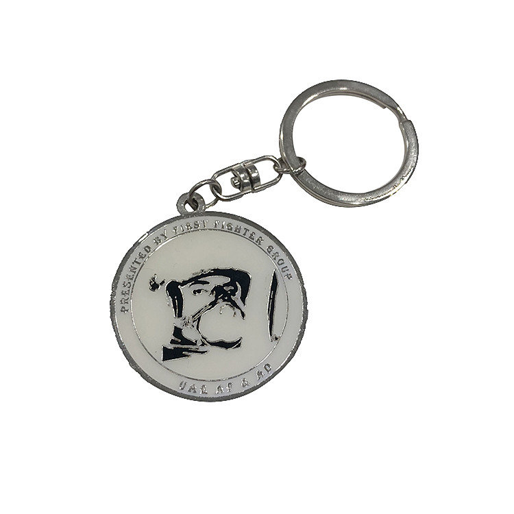 Double Side Custom Metal Keychains With Soft / Hard Enamel In Nickel / Golden Plating