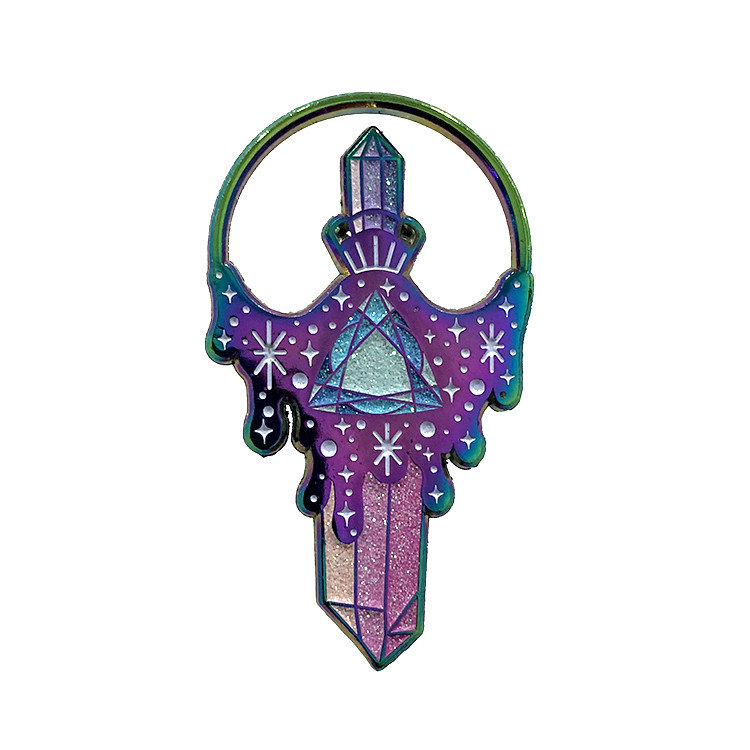 Fairy Cane Design Soft Enamel Pin Badges With Glitter , Promoted Pins Rainbow Plating
