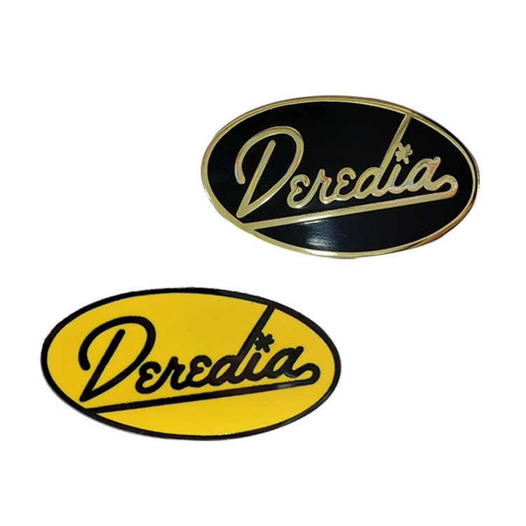 Customed Create Hard Enamel Lapel Pins Badges With Black And Yellow Letter