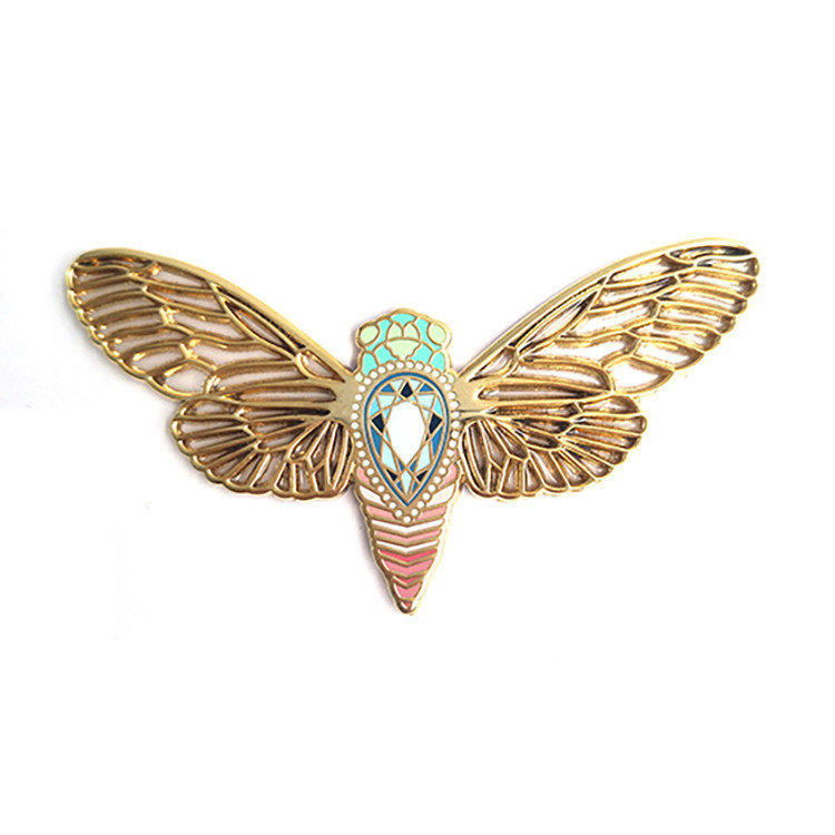 Decorations Hard Enamel Lapel Pins Badges Of Butterfly , Offset Digital Printed Logo