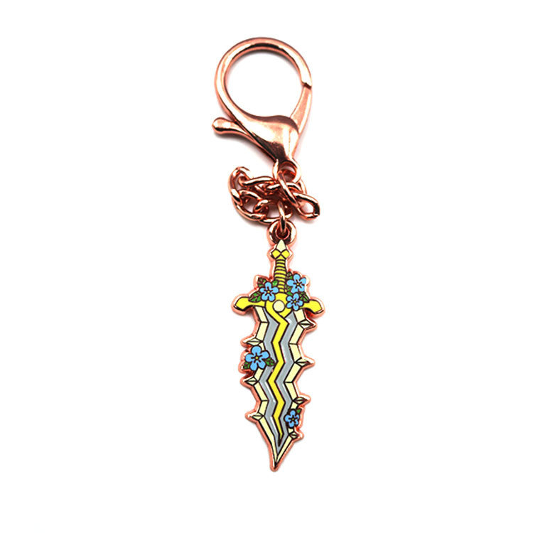 Popular Custom Made Hard Enamel Metal Key Chain Keyring With Copper Plating