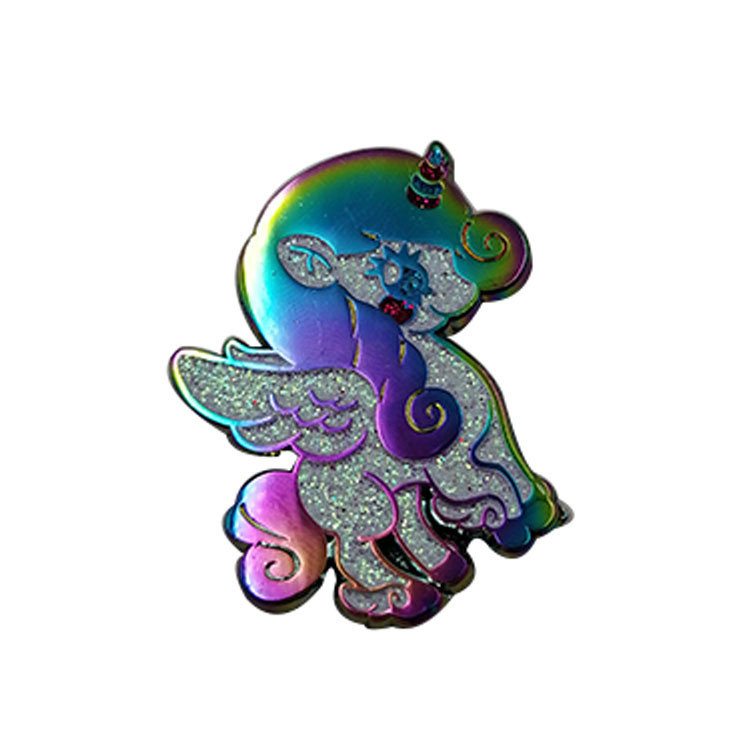Custom Rainbow Plating Soft Enamel Metal Lapel Pin Badge With Glitter