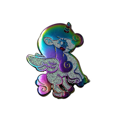 Custom Rainbow Plating Soft Enamel Metal Lapel Pin Badge With Glitter